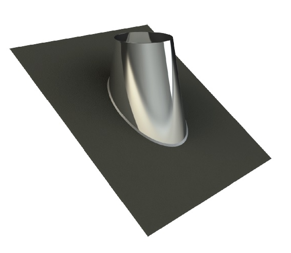 Dubbelwandig rookkanaal RVS, 20-45° graden loden slab dakhelling.