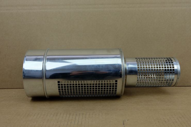 Concentrisch rookkanaal RVS, diameter Ø130-200, horizontaal eindstuk